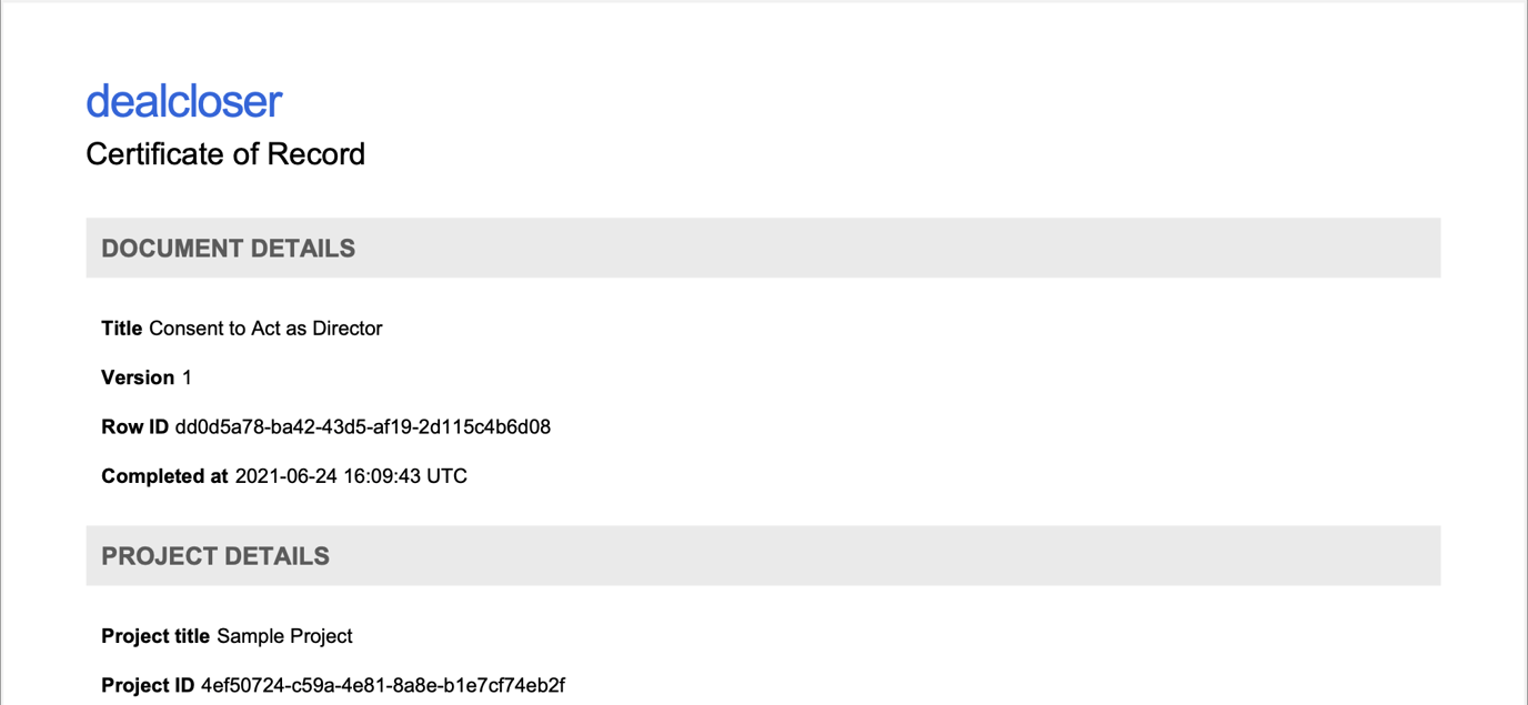 What are Certificates of Record?