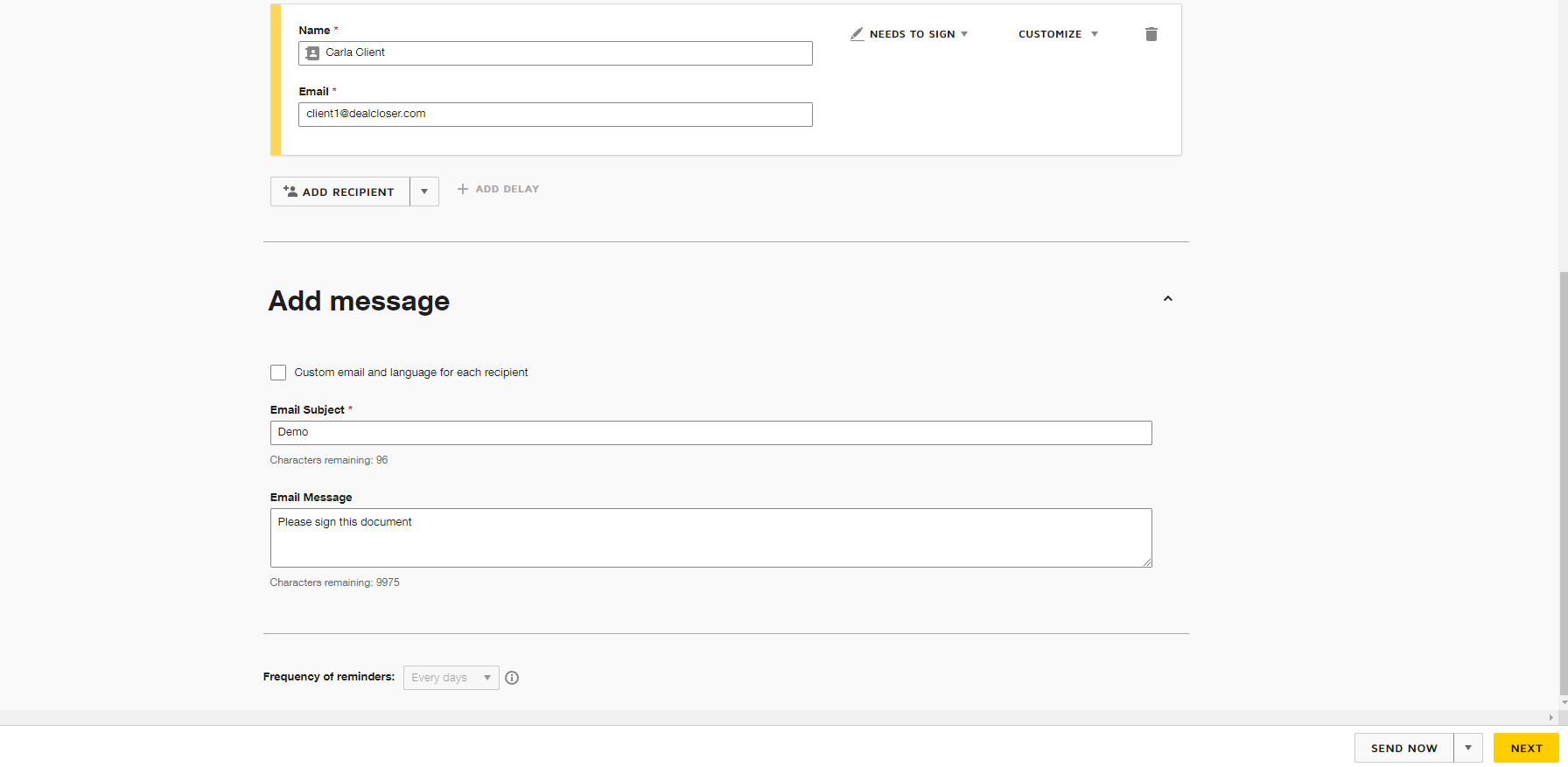 How do I collect signatures through DocuSign?
